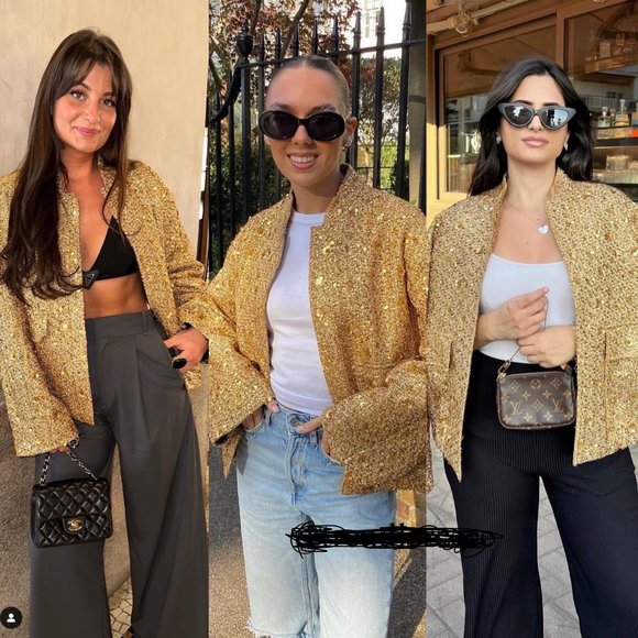 Zara | Jackets & Coats | Zara Gold Sequin Jacket S L Nwt | Poshmark